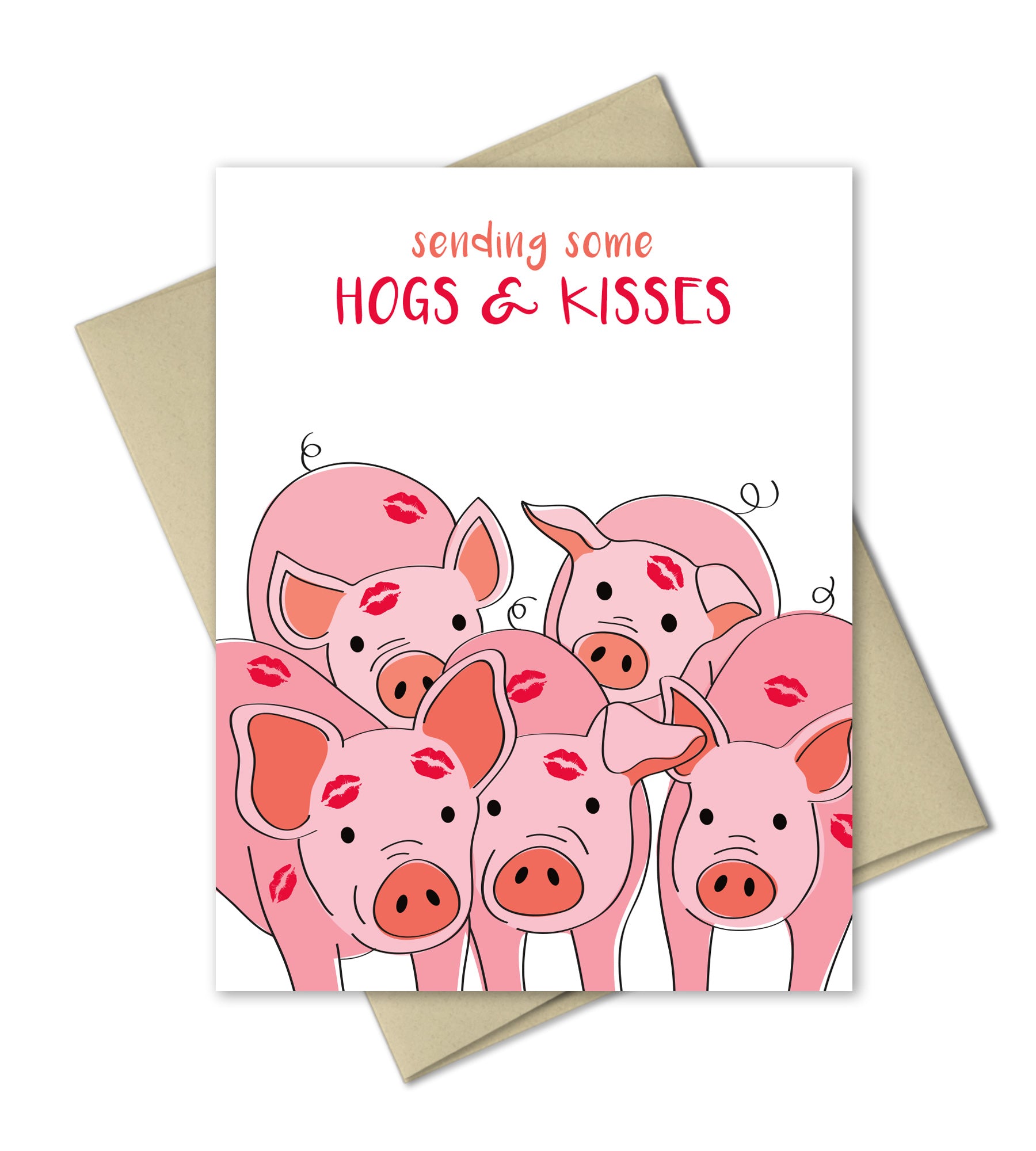 Funny Love Card - Hogs and Kisses - Love Anniversary Valentines Card ...